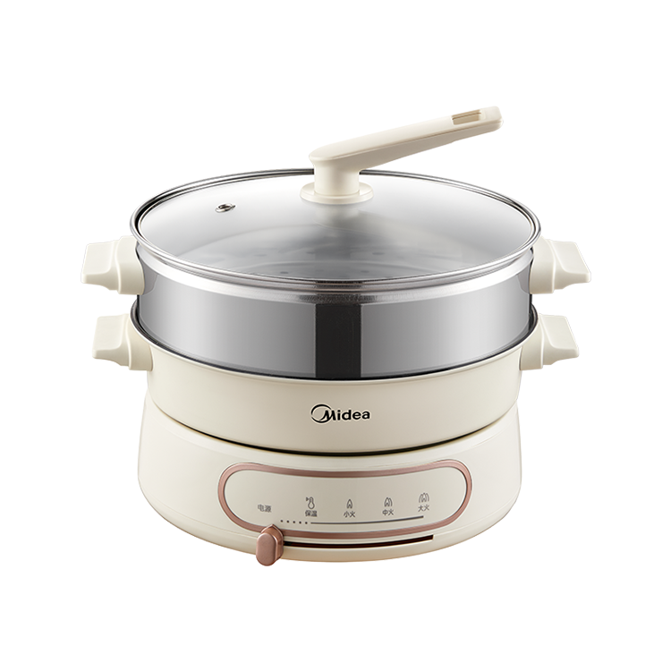 Электрическая фондюшница Midea HGE2803 многофункциональная, съемная чаша, beige, антипригарное покры