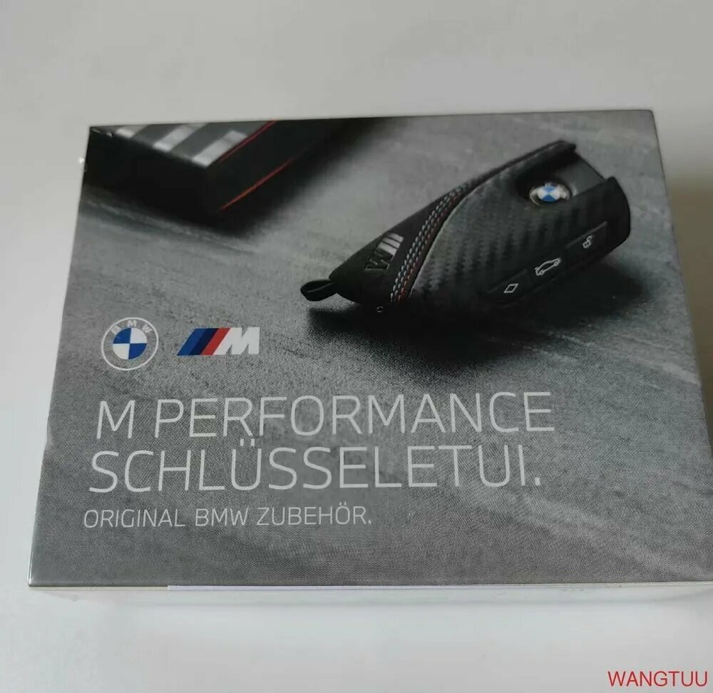 Чехол брелка автосигнализации, 1 шт. Чехол для ключа BMW M Performance из алькантары и кожи с эффектом карбона
