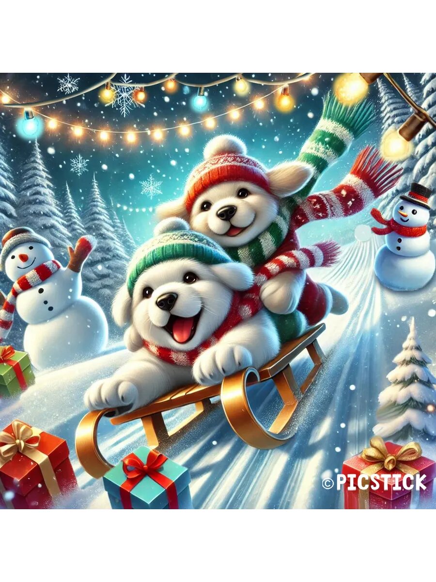 Пазл для детей новогодний Щенячий Новый Год 36 эл. 24*24см