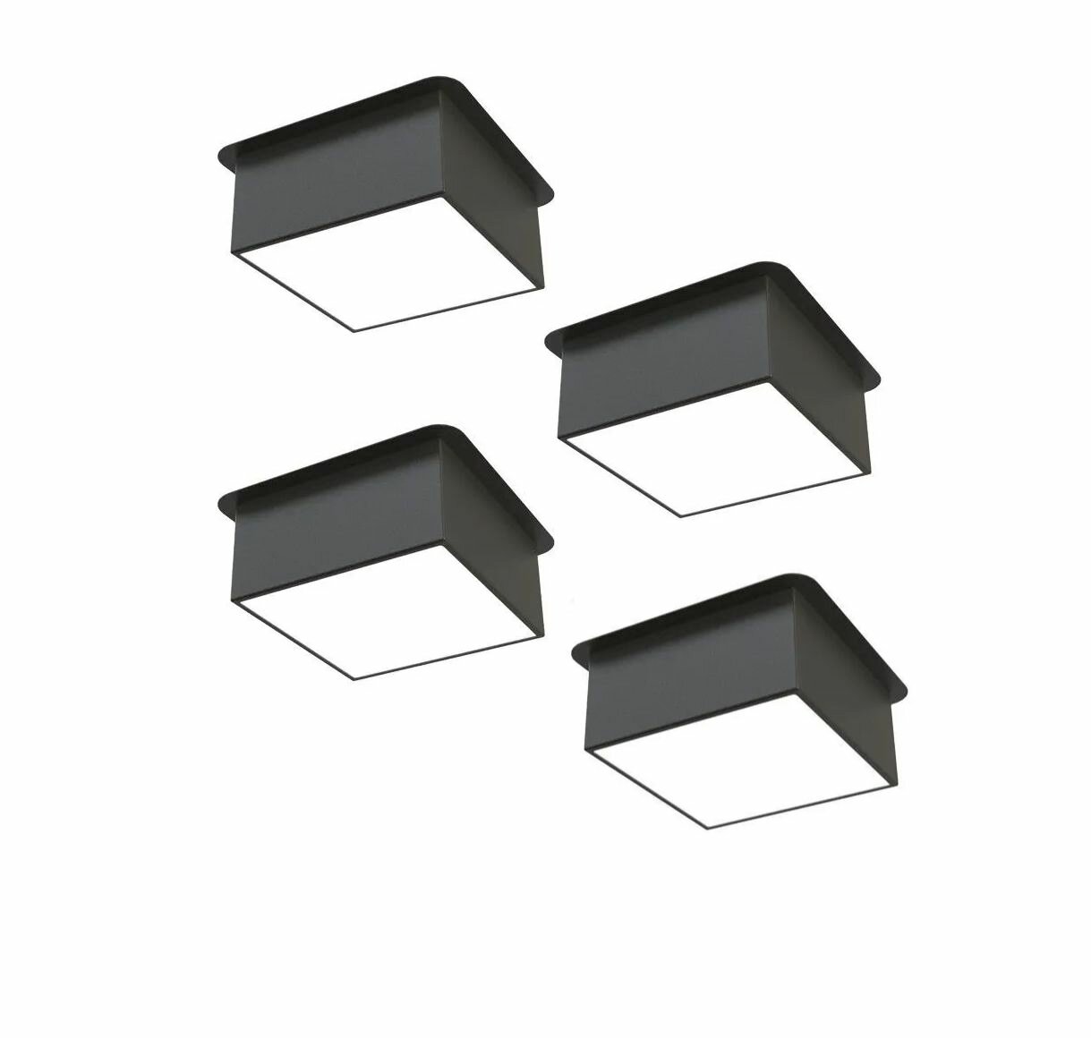 Светодиодный светильник Грильято Домино х4 100х100 24Вт 4000К черный