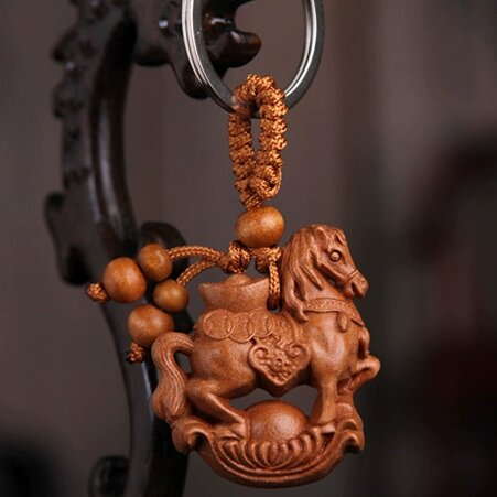 Персонализированные резные подвески из персикового дерева с изображением знаков зодиака: Крыса, Бык, Тигр, Кролик,