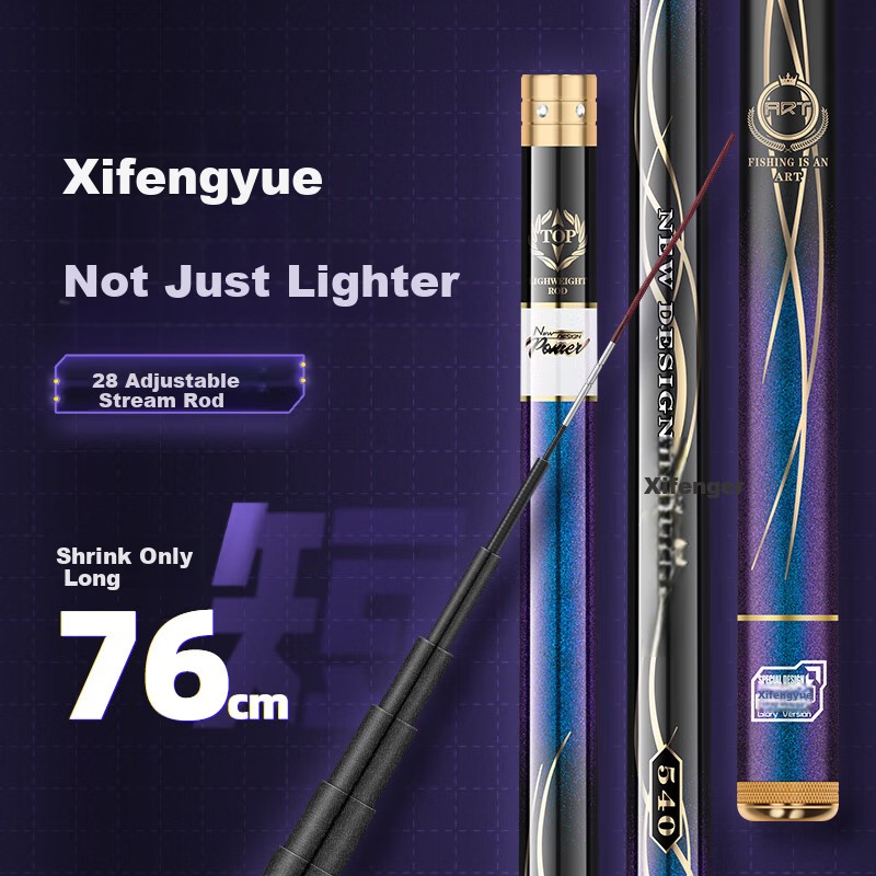 Shark God 3.6m Short Section Fishing Rod Hand Rod Creek Front Moon Creek Rod Ultra-light Ultra-hard 28 Adjustable Fishing Rod Wild Fishing Tackle