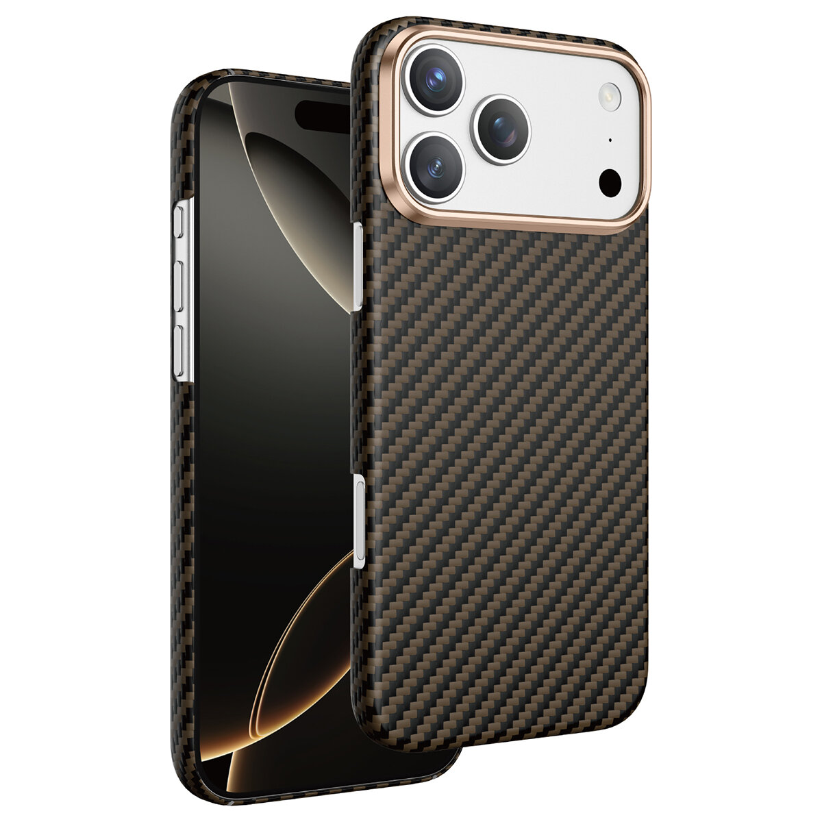 Чехол накладка для iPhone 17 Pro, KEEPHONE Kevlar Diago, Aramid 1500D, Темно-Коричневый