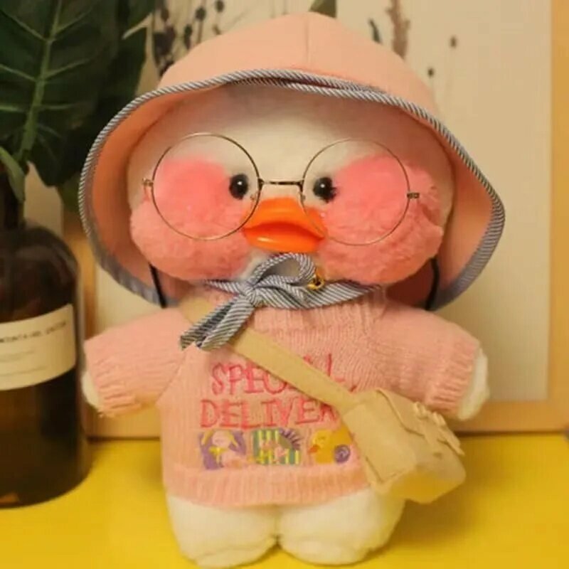 Мягкая игрушка уточка Лалафанфан MK Toy желтая / Утка Лала фанфан в очках в подарок ребенку/ Lalafanfan Duck Желтая