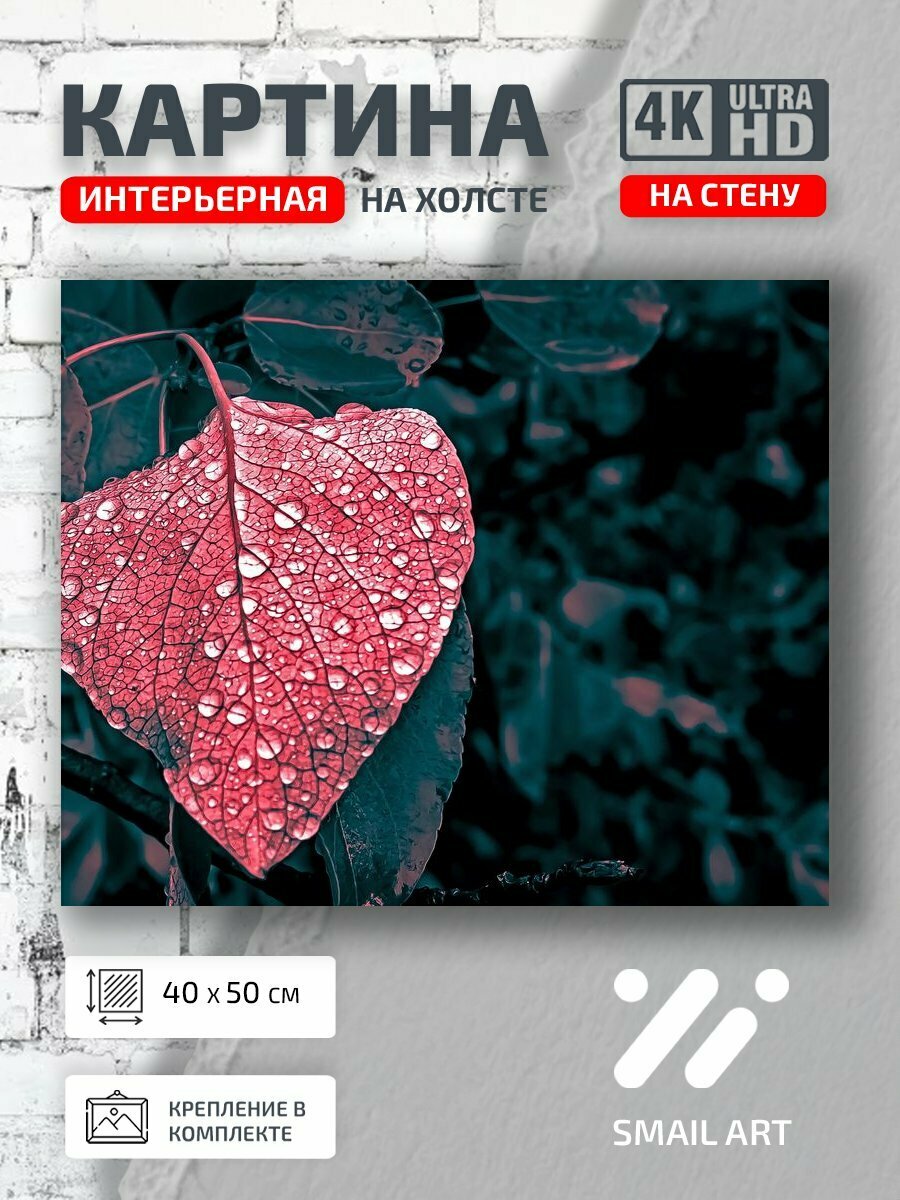 Картина на холсте интерьерная 40 на 50 на стену Капельки Landscape для офиса пейзаж декор