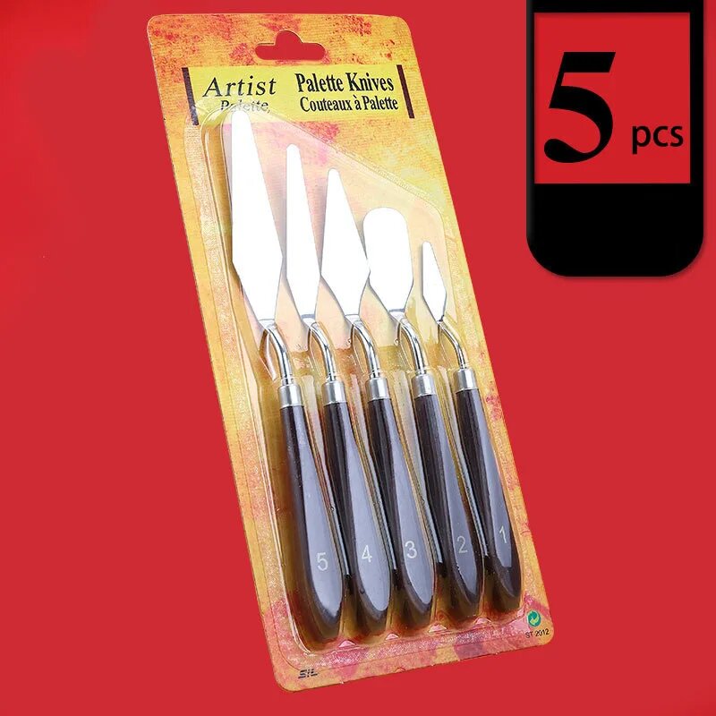 Набор мастихин для рисования маслом, 5 шт, пластиковая ручка, цвет: 5 pcs