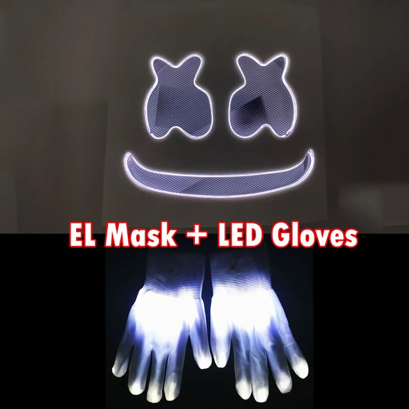 LED маска GZYUCHAO EL для вечеринки Голубой, LED Mask Gloves 27