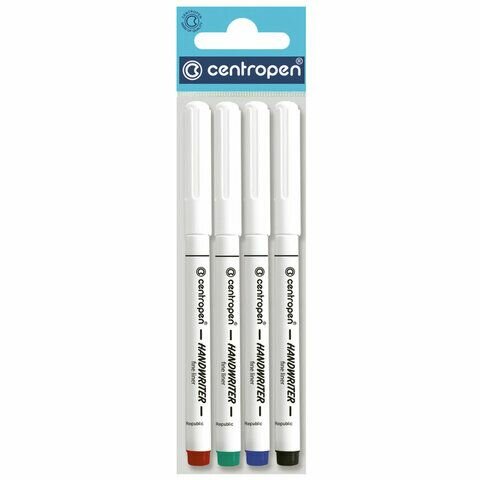 Centropen Handwriter ручки капиллярные, линеры, 0.5 мм, набор 4 цвета 2551/4