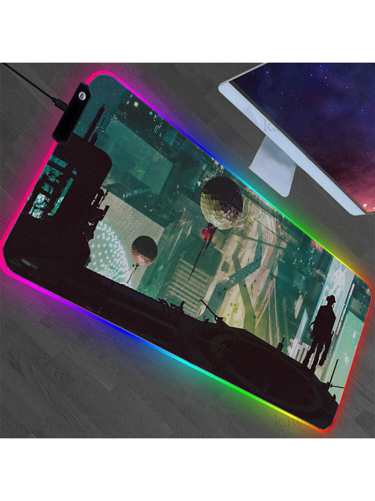 Коврик игровой Cyberpunk, нескользящее основание, RGB-подсветка, 40 см x 90 см