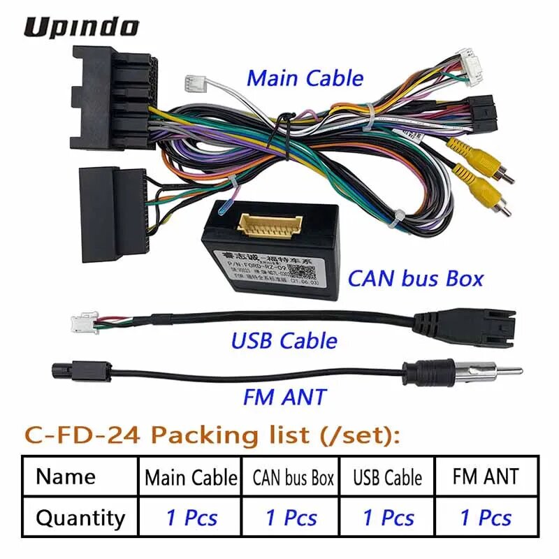 Жгут проводов для радиоприемника Upindo Android, адаптер CAN-Bus для Ford Focus Escape 2019-2020, кабель CarPlay, разъем для установки Plug & Play