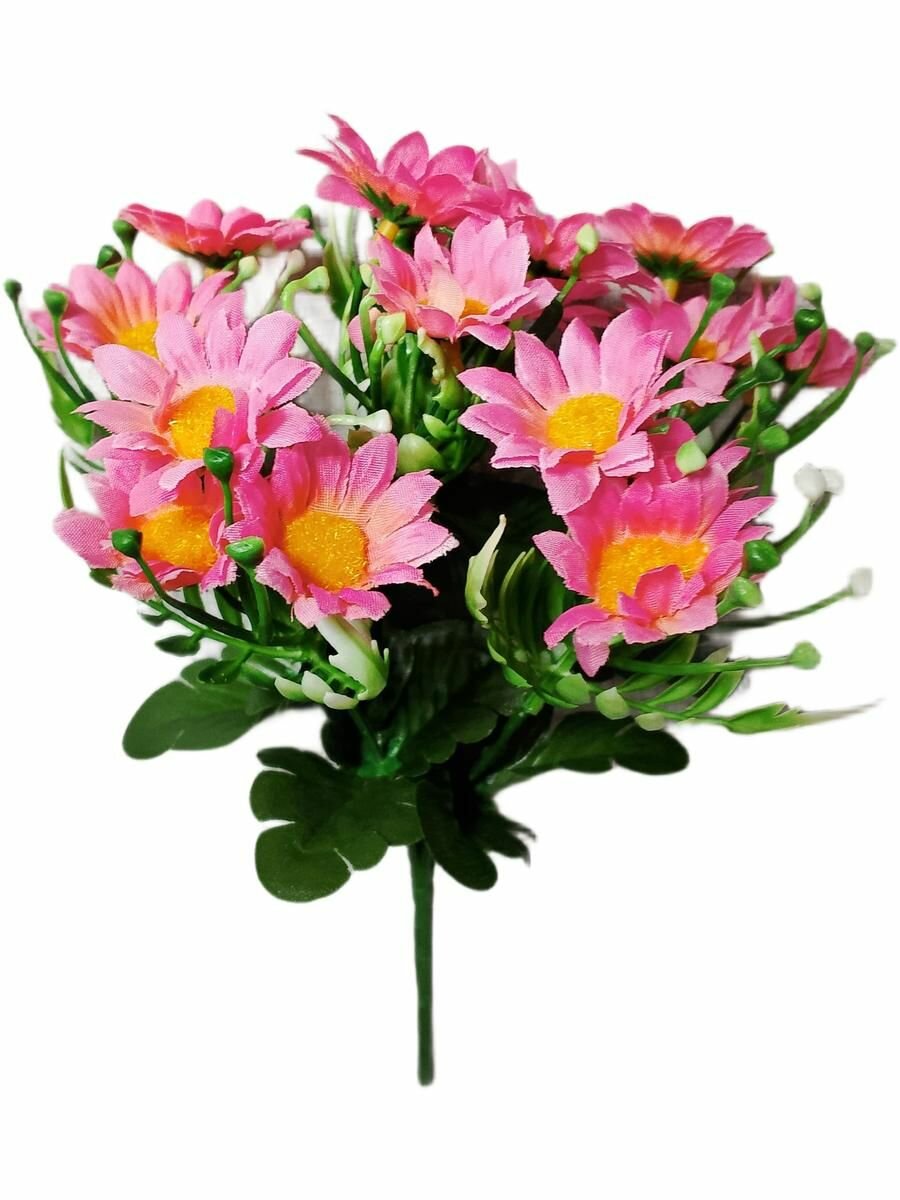 Искусственные цветы Букет ромашек 27 см, пластик, текстиль. Цвет: розовый