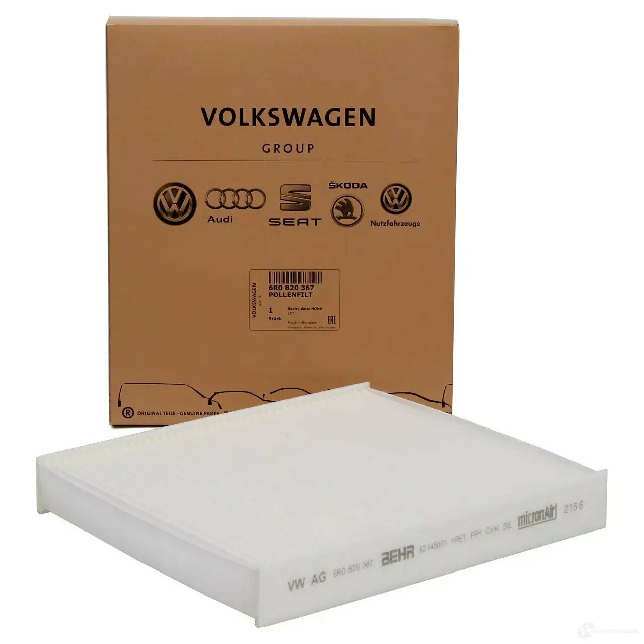 Cалонный фильтр для Seat, Skoda, Volkswagen / Сеат, Шкода, Фольксваген арт. 6R0820367