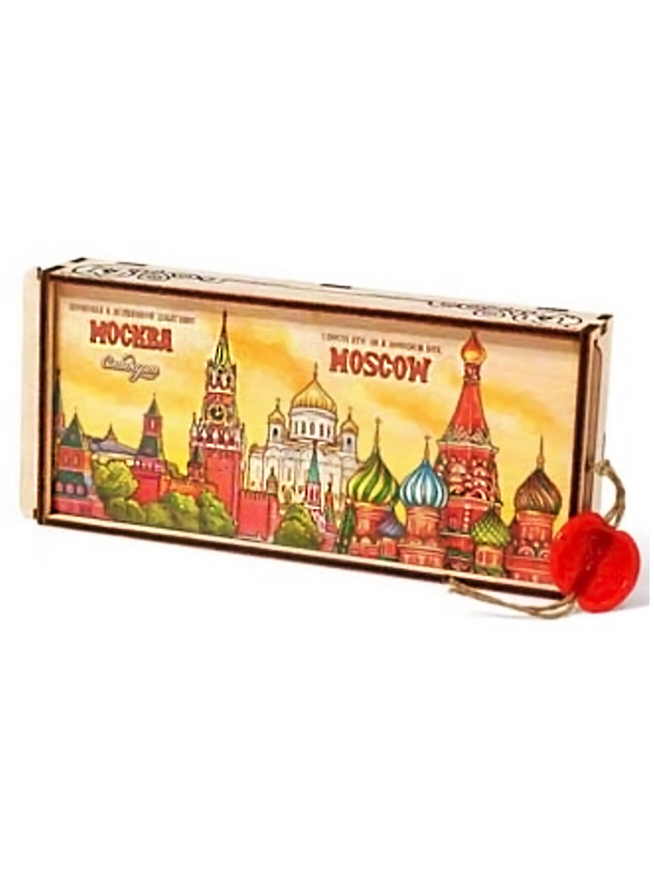 Шоколад в деревянной шкатулке "Москва" 100 г, подарочная упаковка