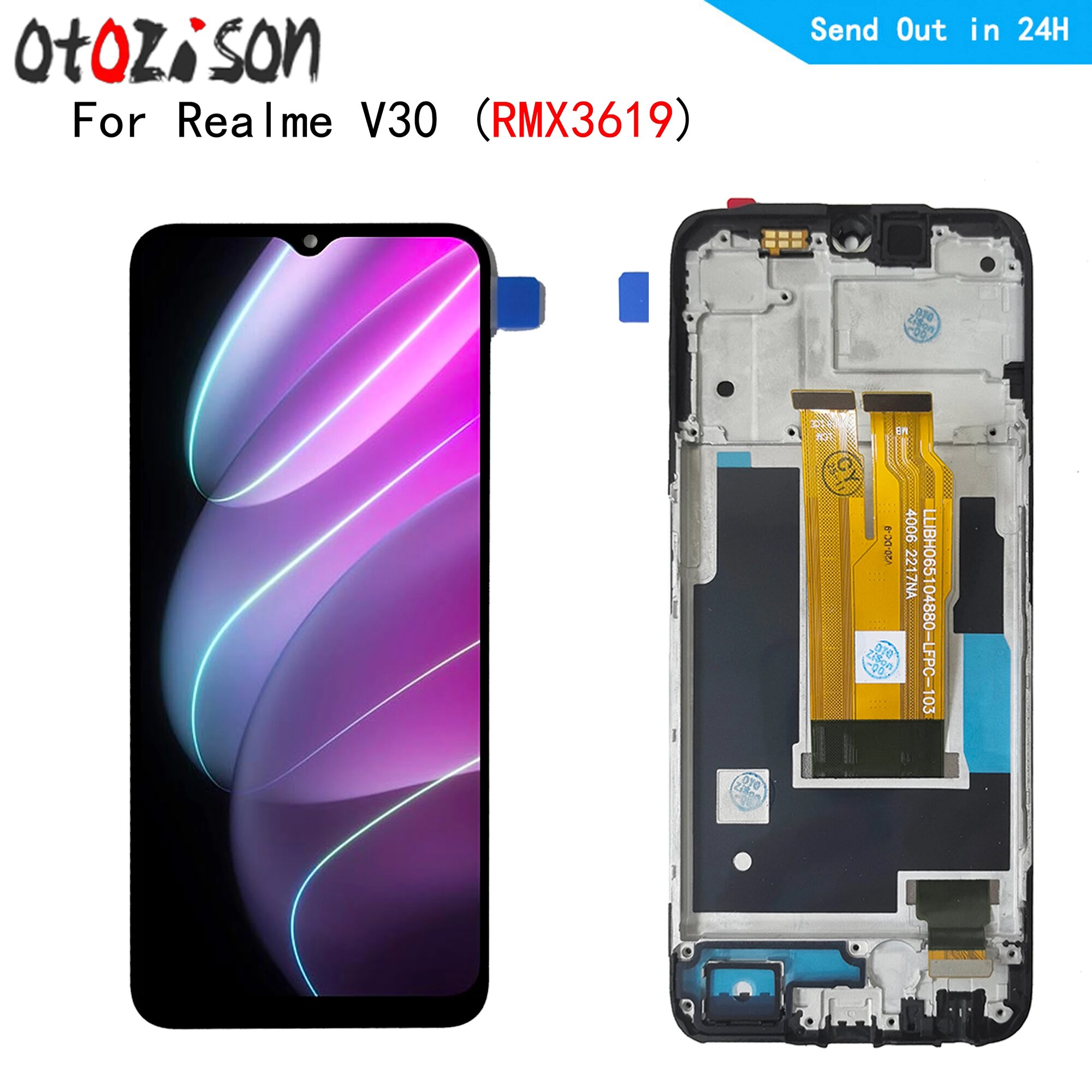 Realme V30 RMX3619 ЖК-экран в сборе с черной рамкой