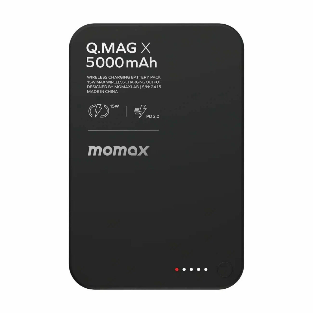 Внешний магнитный аккумулятор с беспроводной зарядкой Momax Q.MAG X Ultra Slim 8.3 mm, 5000 mAh, Qi 15W / PD20W, Black