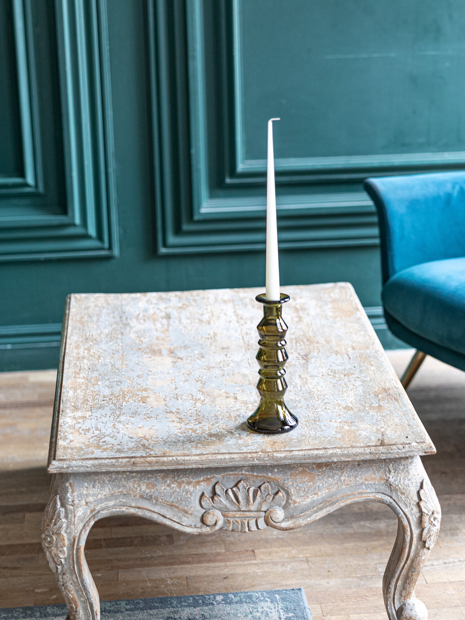 Подсвечник ваза San Miguel ENZO, высота 22см, стекло, темно-зеленый, настольный