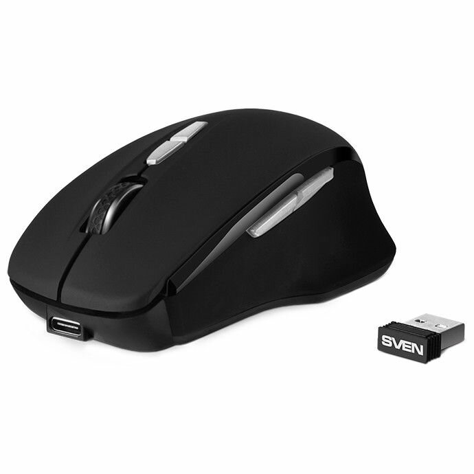 Sven Беспроводная мышь RX - 590SW чрн. бесш. кл, Bluetooth, 2,4GHz, 6+1кл, ST, 800 - 1600DPI, блист.