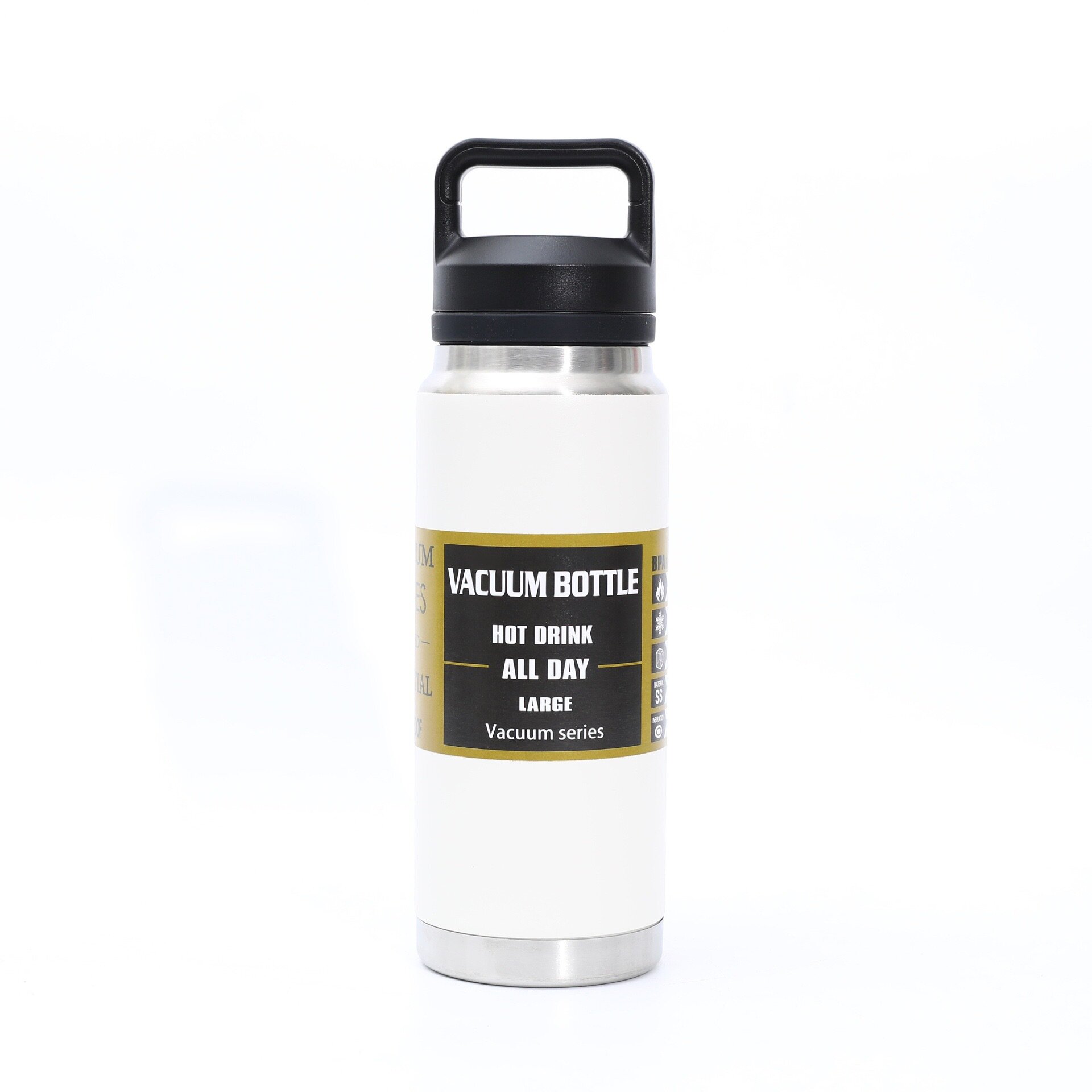 Современный минималистичный дизайн, стильная альпинистская фляга с ручкой, переносная вместительная термокружка из нержавеющей стали с прямым корпусом.