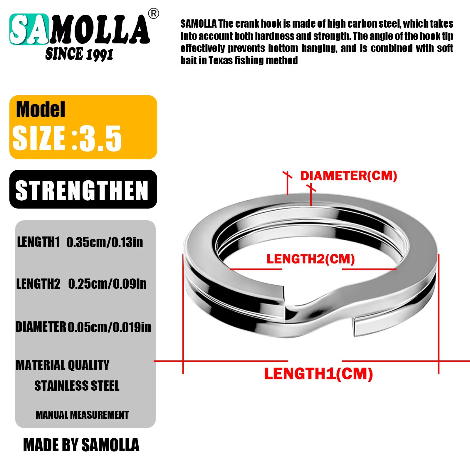 SAMOLLA Рыболовные кольца 3.5mm, 100шт, серебро