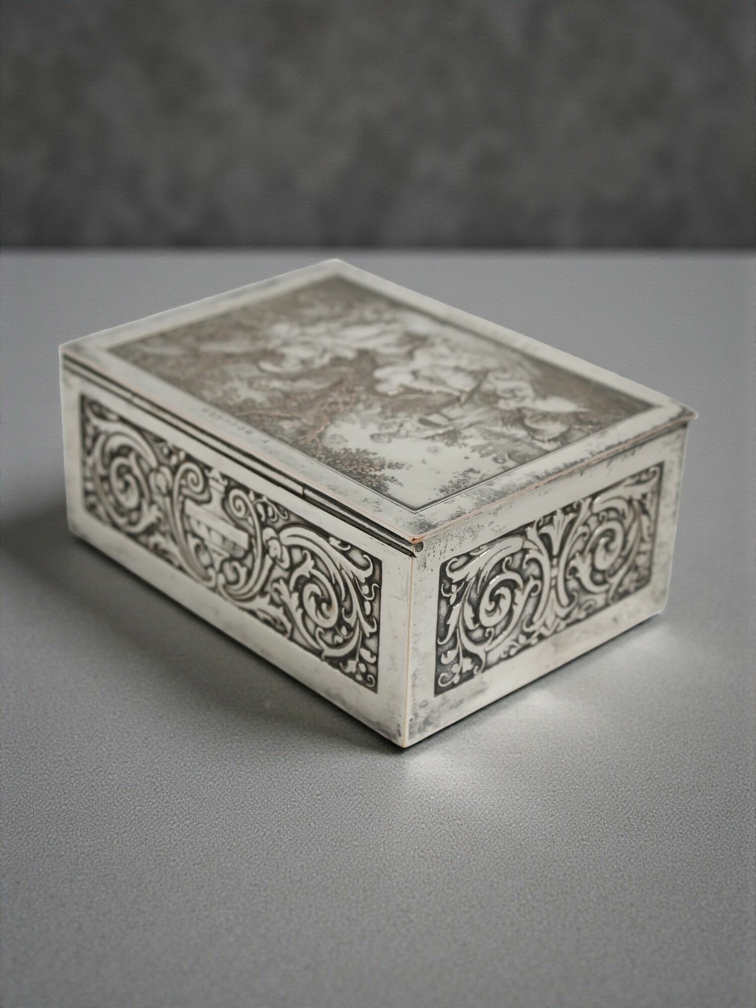 Антикварная шкатулка, металл, серебрение, Франция, XIX век, отличное качество