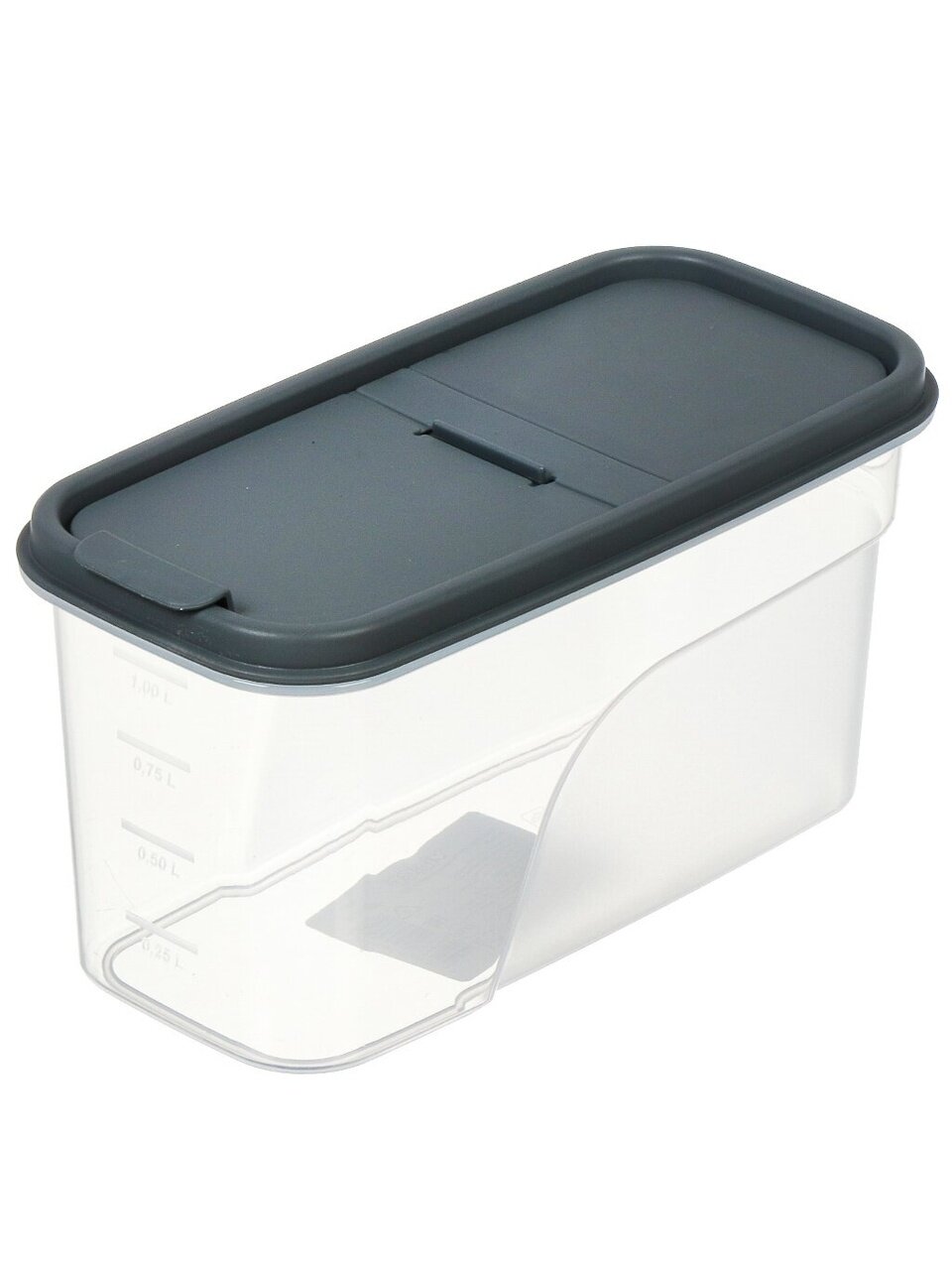 Violet Контейнер пластик, 1.2 л, серый, прямоугольный, для сыпучих продуктов, с крышкой