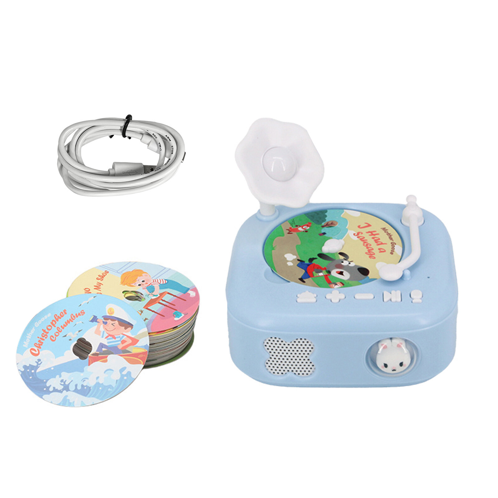 Детский Фонограф с 60 Обучающими Карточками Toddle Story Музыкальный проигрыватель С Функцией Записи и Окружающим Освещением Музыкальная Сенсорная Игрушка для Мальчика и Девочки Дошкольного Образования День Рождения 3-6 Лет