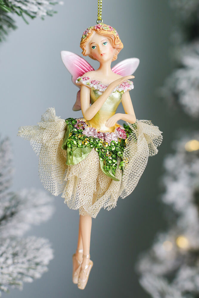 Ёлочная игрушка ФЕЯ цветущего июня, полистоун, текстиль, 16 см, EDG 6500896A775-3