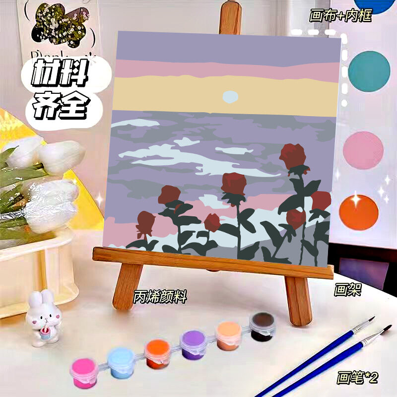 Цифровая картина маслом 20*20, аниме, раскраска маслом, ручная роспись маслом, декор для спальни.