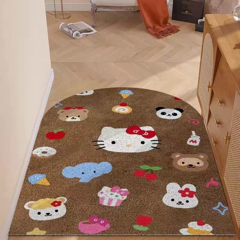Коврик для входной двери Hello Kitty, мультяшный, милый, нескользящий, для удаления пыли, придверный коврик Кошачий