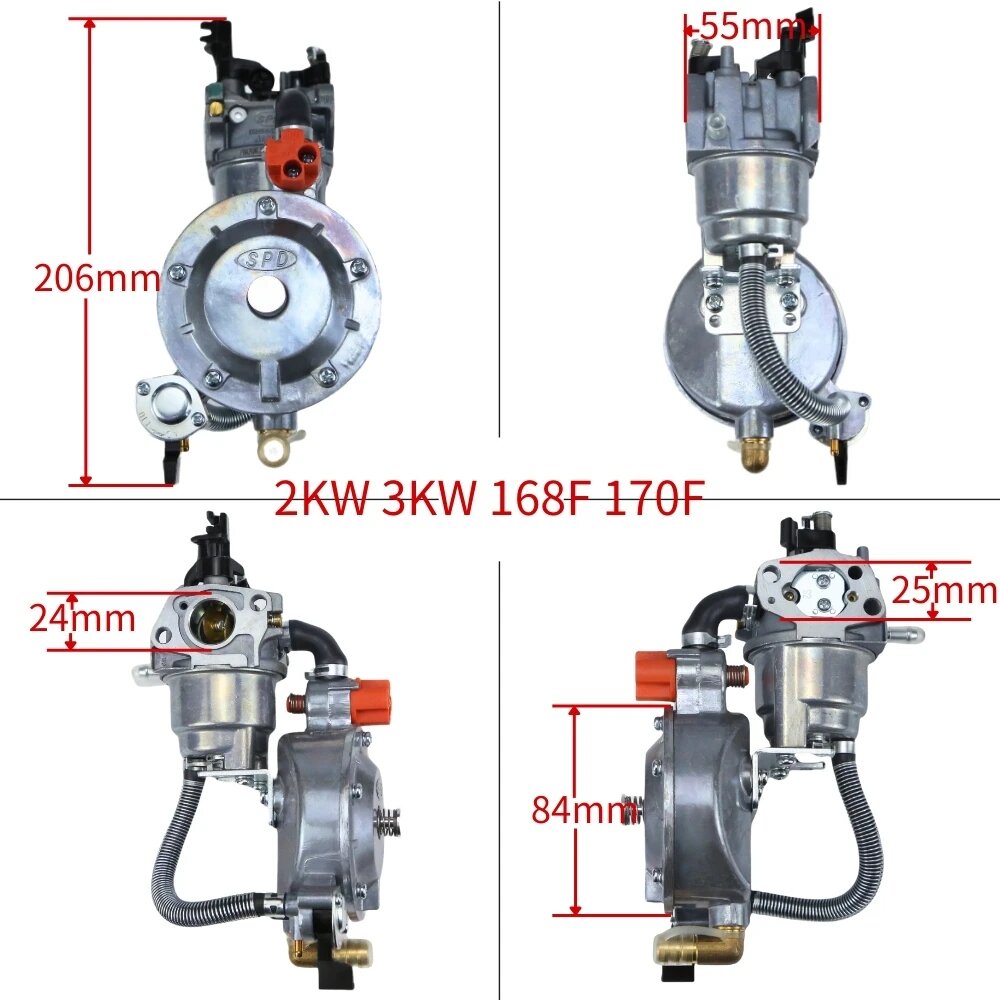 Карбюратор для генератора 2-3 кВт, 168F, 170F, GX160, 6.5 л. с, двухтопливный (LPG и NG)
