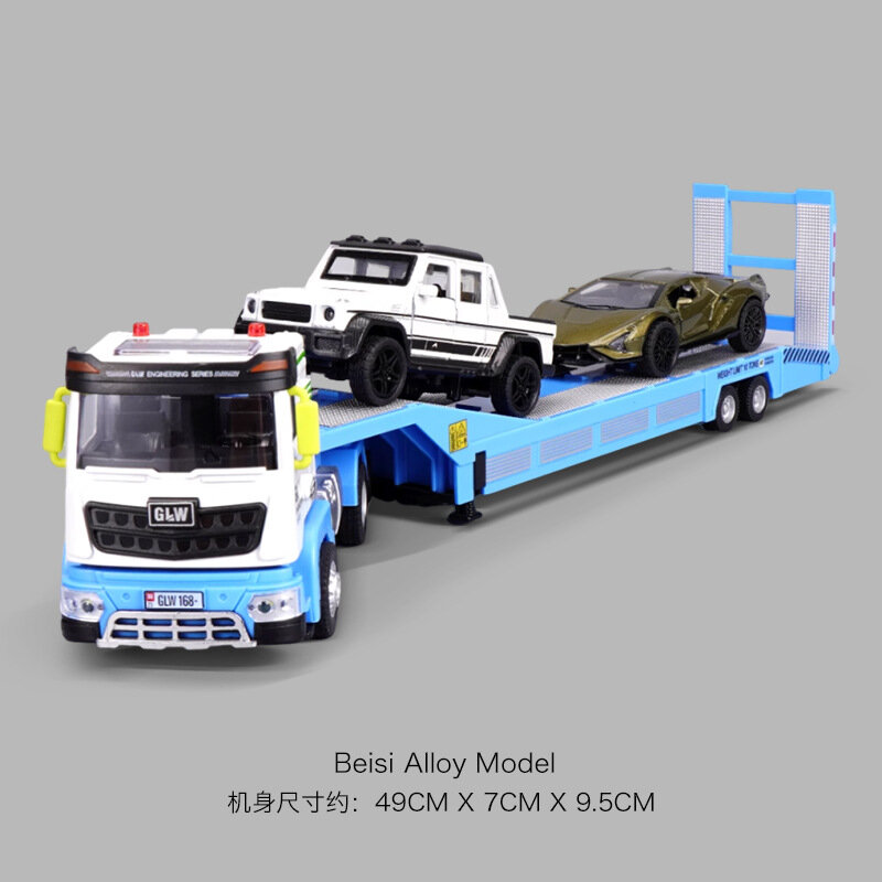 Очень большой алюминиевый грузовой прицеп для перевозки детей, игрушечный грузовик, модель автомобиля для мальчиков, контейнеровоз.