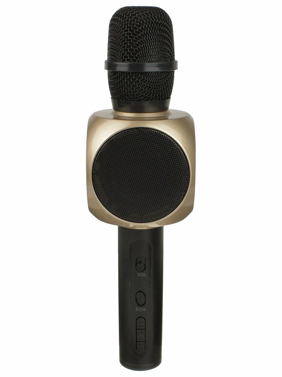 Микрофон караоке YS-63 USB/microSD встроенная колонка, золотисто-черный