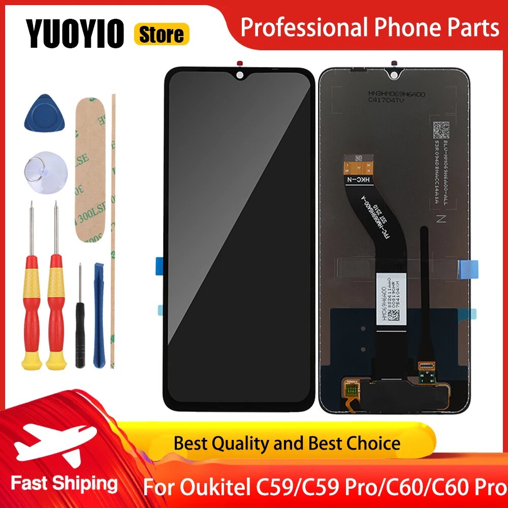 Новый сенсорный дисплей для Oukitel C59, C59 Pro, C60, C60 Pro, C61, C61 Pro: ЖК-экран в сборе с рамкой и бесплатными инструментами