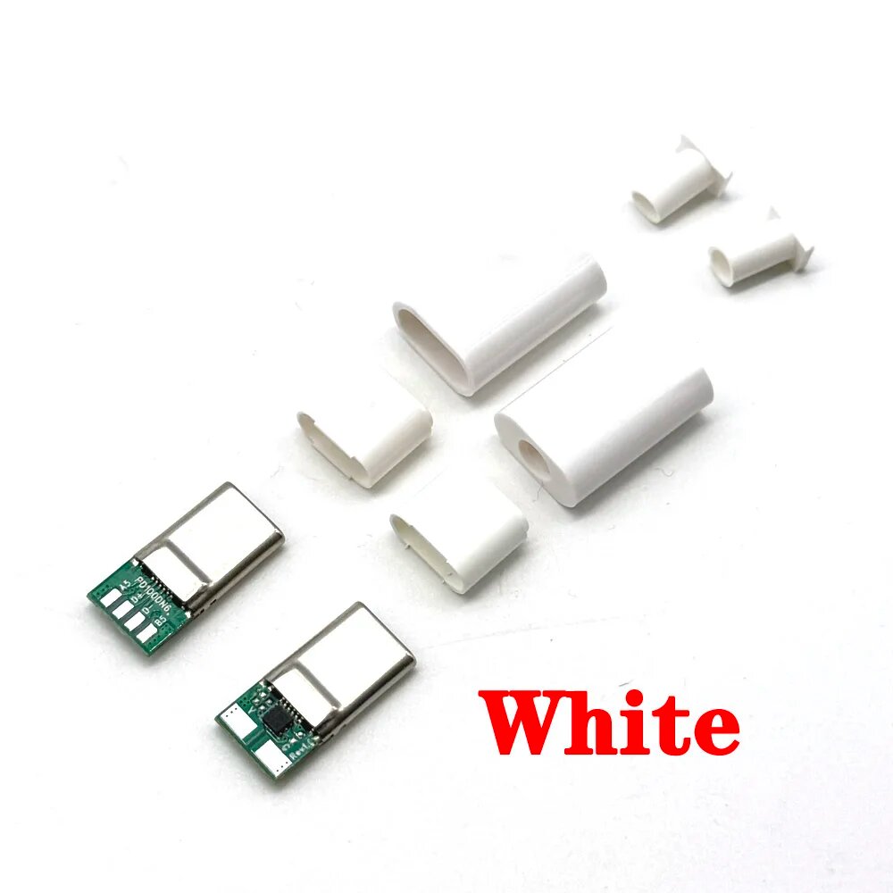 LAJQTAO USB Type-C разъем для быстрой зарядки 240 Вт 3set, 1set white 16Pin