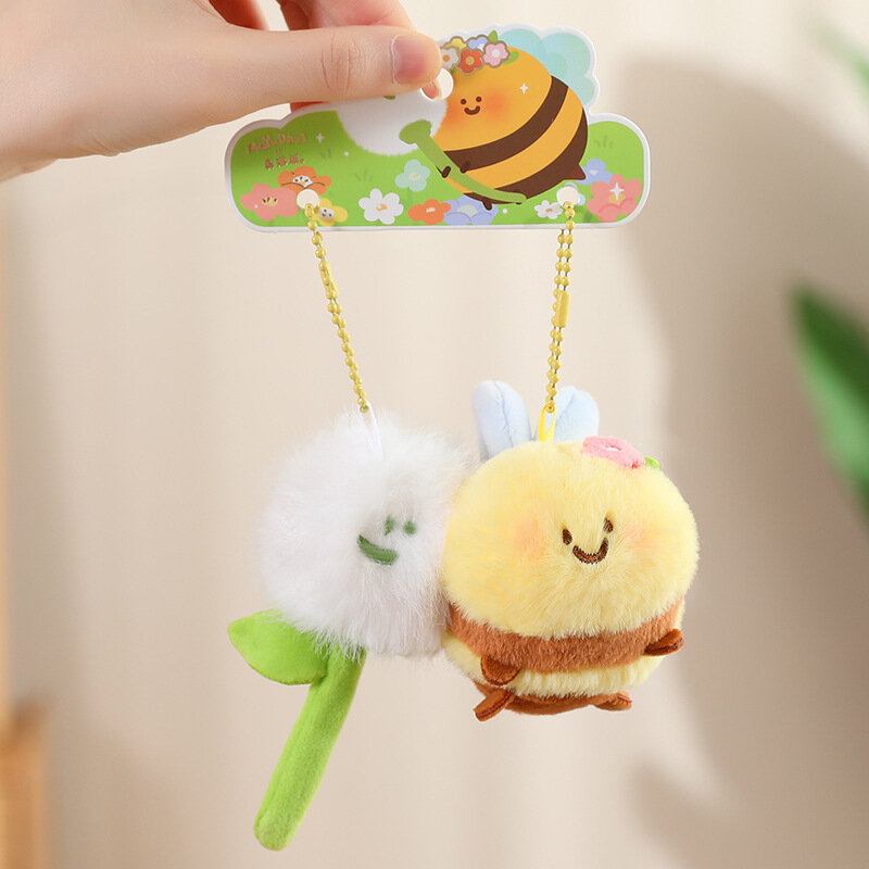 Настоящая плюшевая игрушка Маленькая Пчелка, цветочная корзина, пчела в дупле дерева, подвеска, забавный подарок на день рождения для мальчиков и девочек