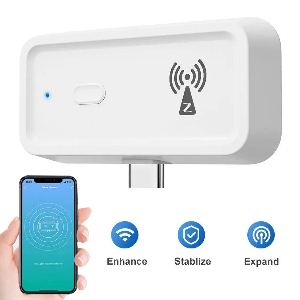 Ретранслятор Zigbee 3.0 для умного дома, белый, мощность 20 дБ, дальность до 50 м