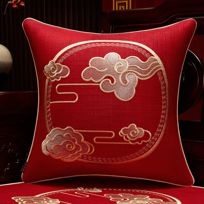Свадебная красная подушка в китайском стиле, праздничная декоративная подушка для дивана, хлопковая льняная наволочка, подушка для гостиной, подушка для кровати, наполнитель подушки