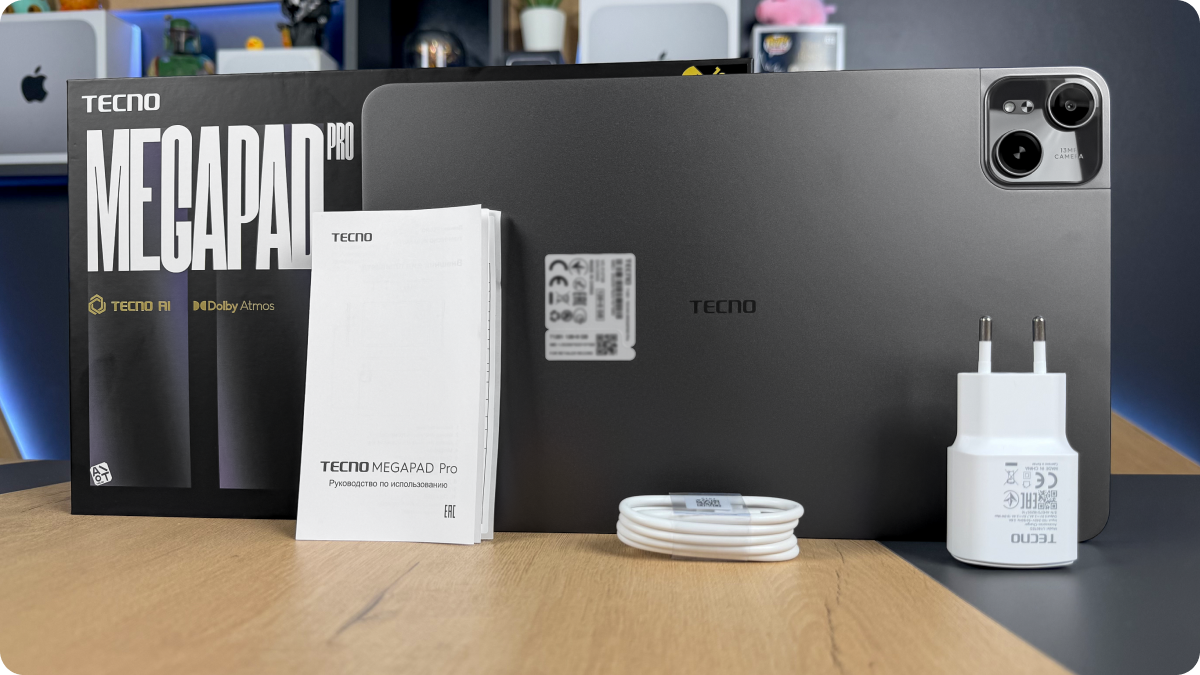 11.97" Планшет Tecno MEGAPAD Pro LTE 8/128 ГБ, 4G, 10000 мА*ч, Android 15. x, серый