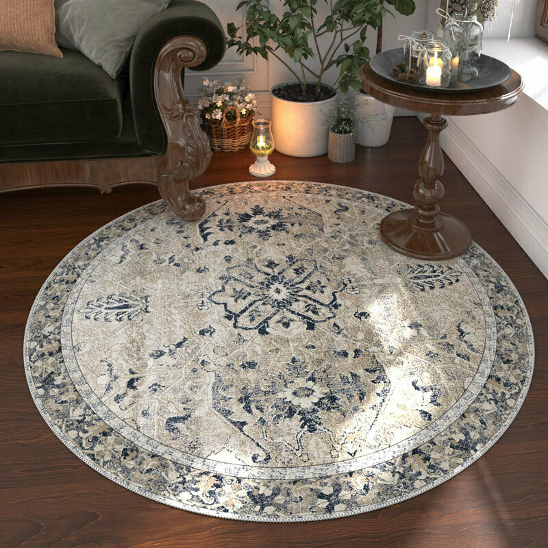 Круглый нескользящий ковер в богемном стиле для гостиной, декоративный коврик из хрустального бархата