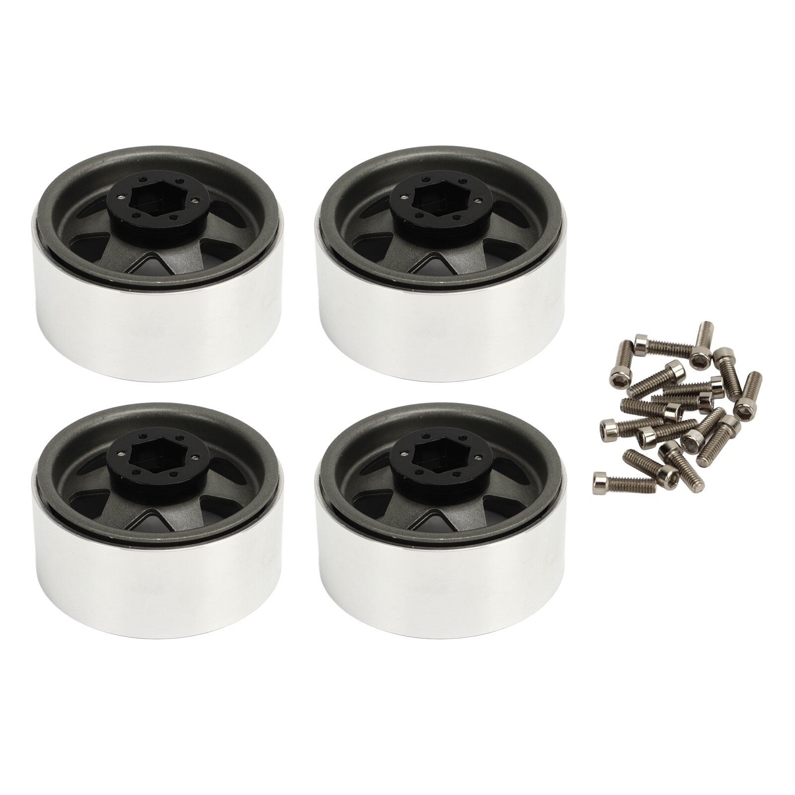 4pcs Beadlock Колочное колесо Ободень –8,9 мм металлические диски для глубокого блюд для осевой диски для осевых SCX10 90046 1,9 дюйма серого