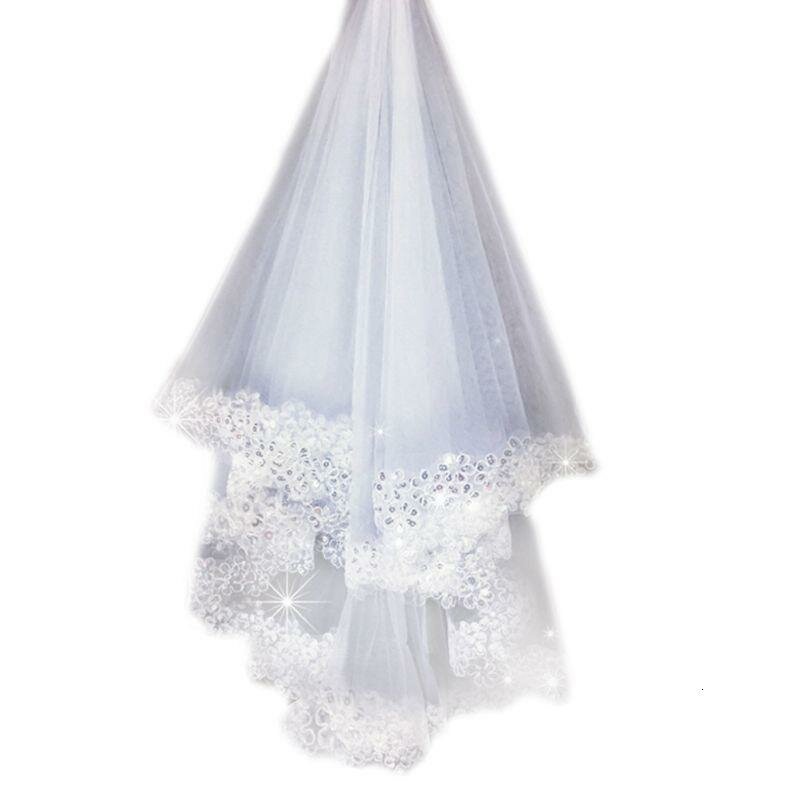 Белая свадебная фата из тюля с блестками, Белый