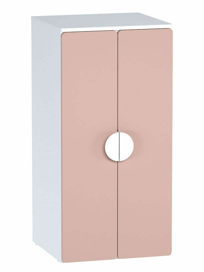 Детский распашной шкаф для одежды и хранения вещей Пикси с полкой, со штангой, 60х57х120 см, Мечтательный пион / Белый