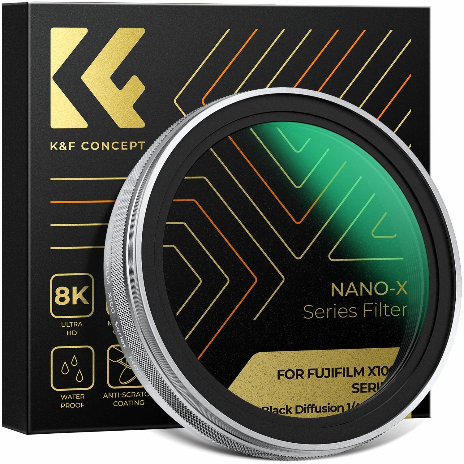 K&F CONCEPT Fuji X100 объектив Черный туман 1 / 4 фильтр, многослойное оптическое стекло высокой четкости против царапин, совместимый с некоторыми камерами Fuji