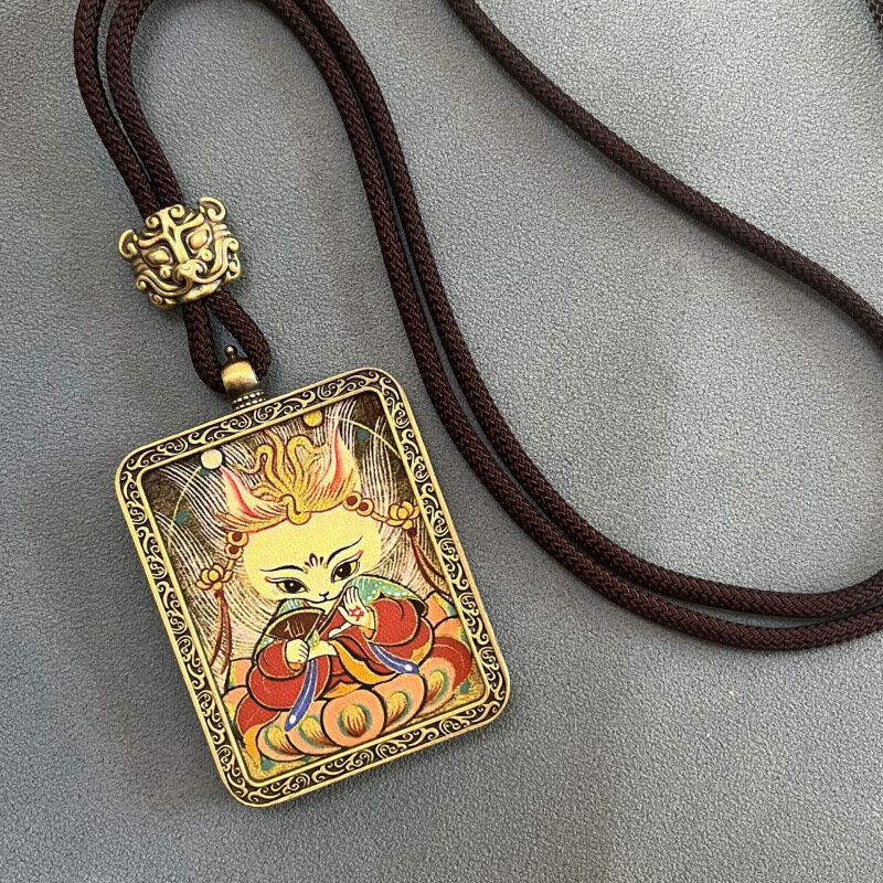 Пятисторонний Бог Богатства Тханка Подвеска Амулет Ожерелье Желтый Бог Богатства Черный Бог Богатства Коробка Гаву Талисман Год Зодиака Страж Будды