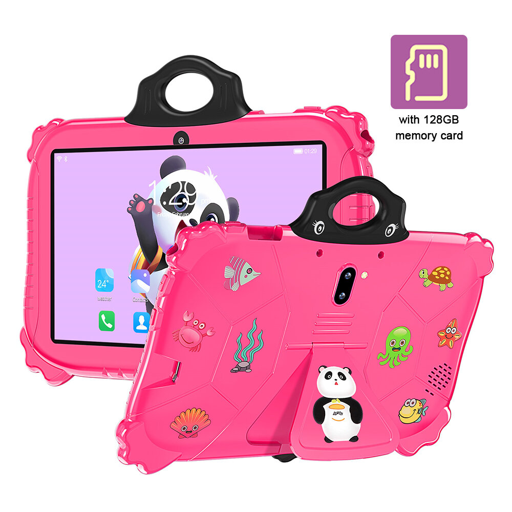 Планшет для детей 7-дюймовый Android 11 6GB+128GB экран 1960*1080 5000mAh модель Panda цвета Красный Фиолетовый Синий разъем EU US UK AU Plug CPU MTK6762 8-ядерный память 6G+128G камера 2MP передняя + 5MP задняя графика Arm Mali-T720 тачскрин емкостный