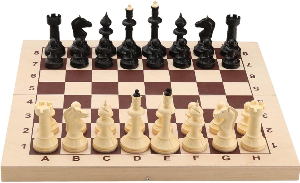 Шахматы большие гроссмейстерские турнирные, набор с шахматной доской 43х43 см и фигурами из композитного пластика