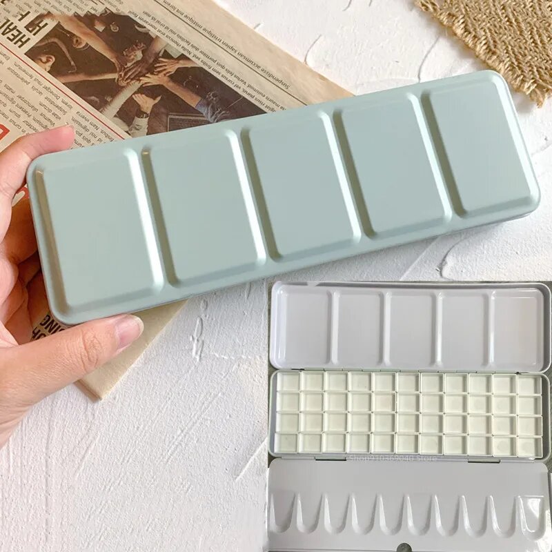 Металлическая палитра Morandi для акварели 24/44 green 44 grid