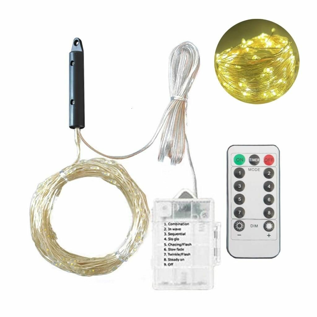 Каскадные мерцающие гирлянды для рождественского декора, Теплый Белый - 10 метров на метр