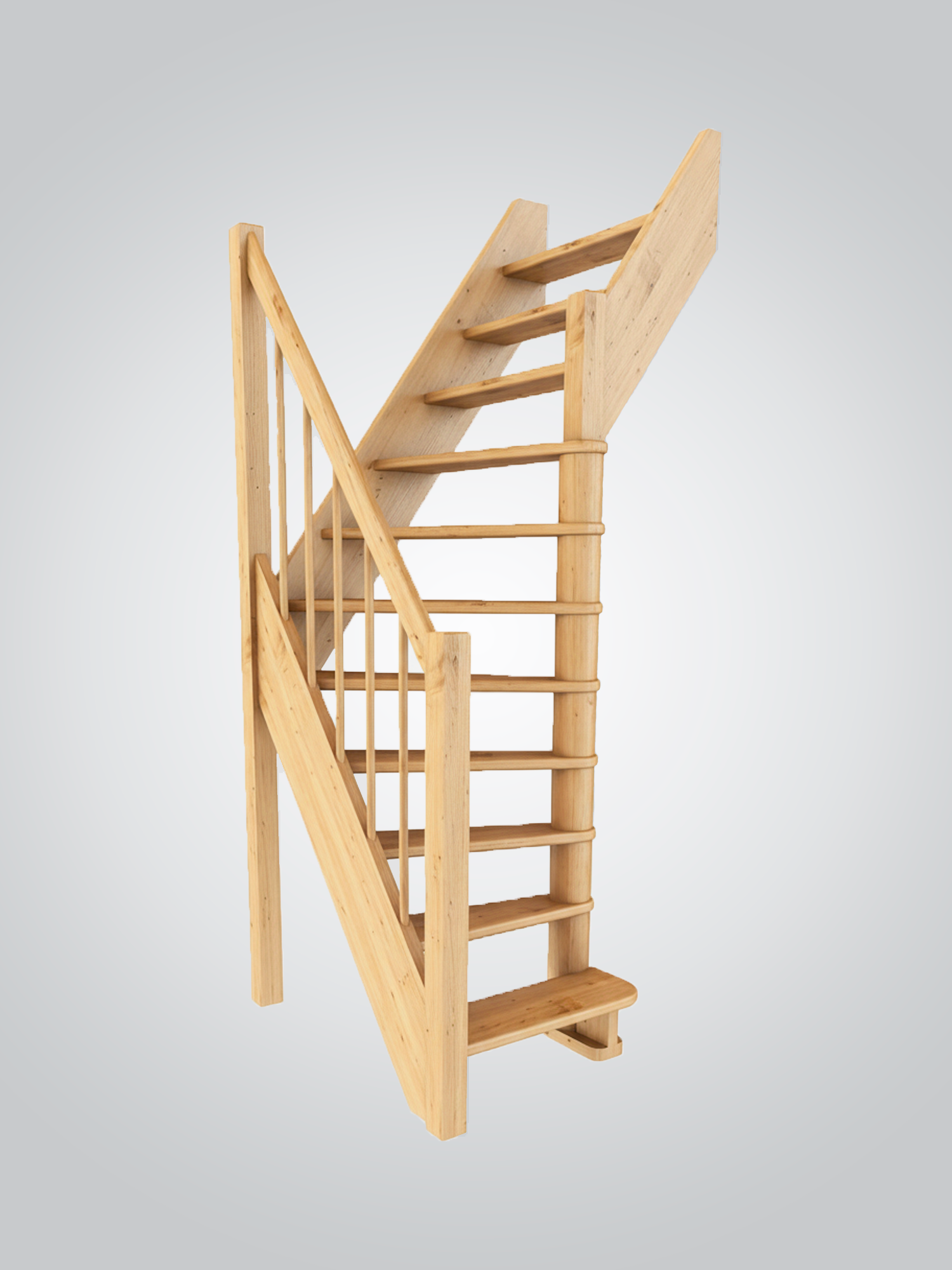 Лестница на второй этаж ЛС-91м Правая, Базовая, под покраску