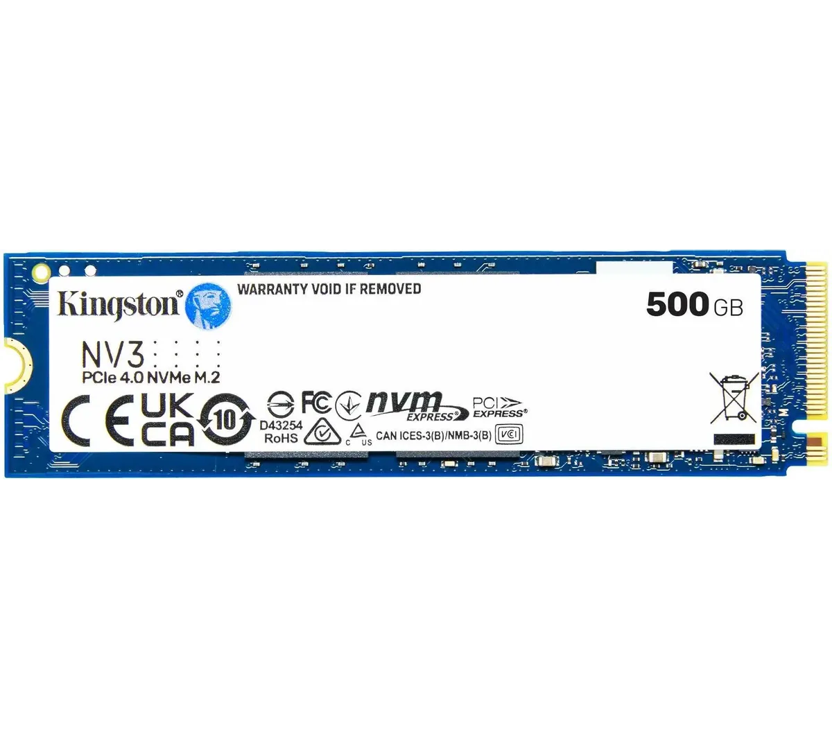 SSD накопитель Kingston NV3, 500 ГБ, NV3, M.2 2280, PCIe 4.0 x4 (SNV3S/500G)